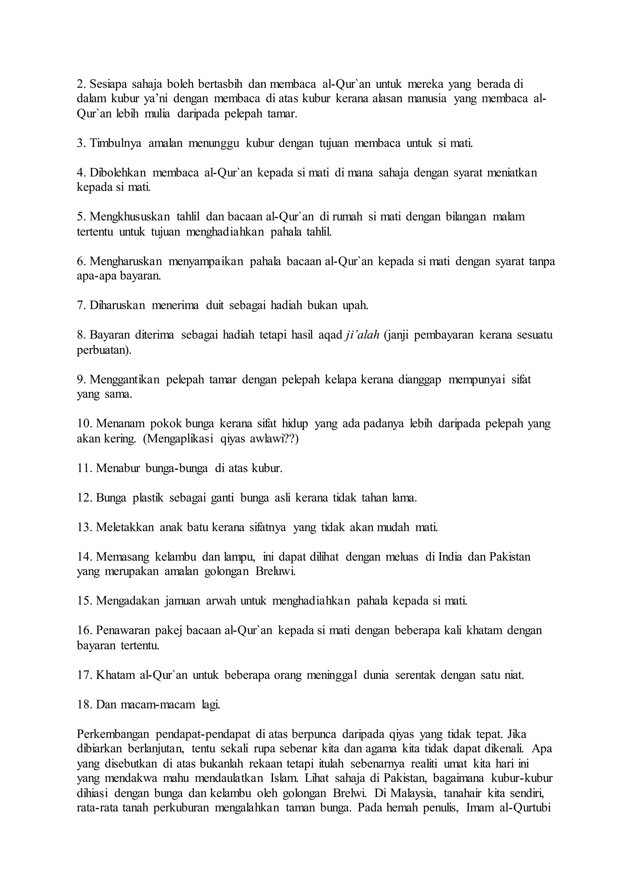 Memacak pelepah tamar di atas kubur | DOCX