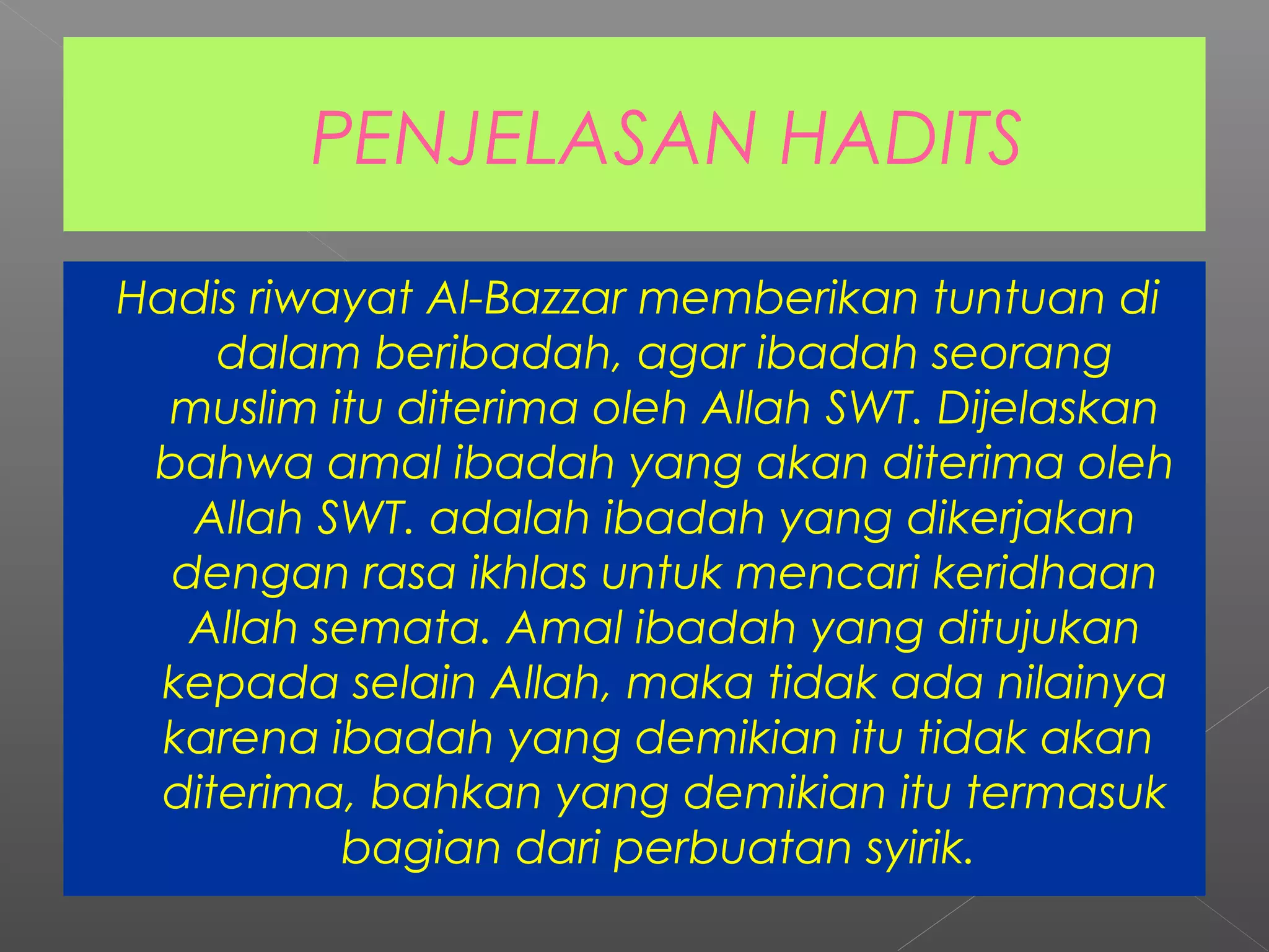 Memahami hadis tentang iman dan ibadah | PPT
