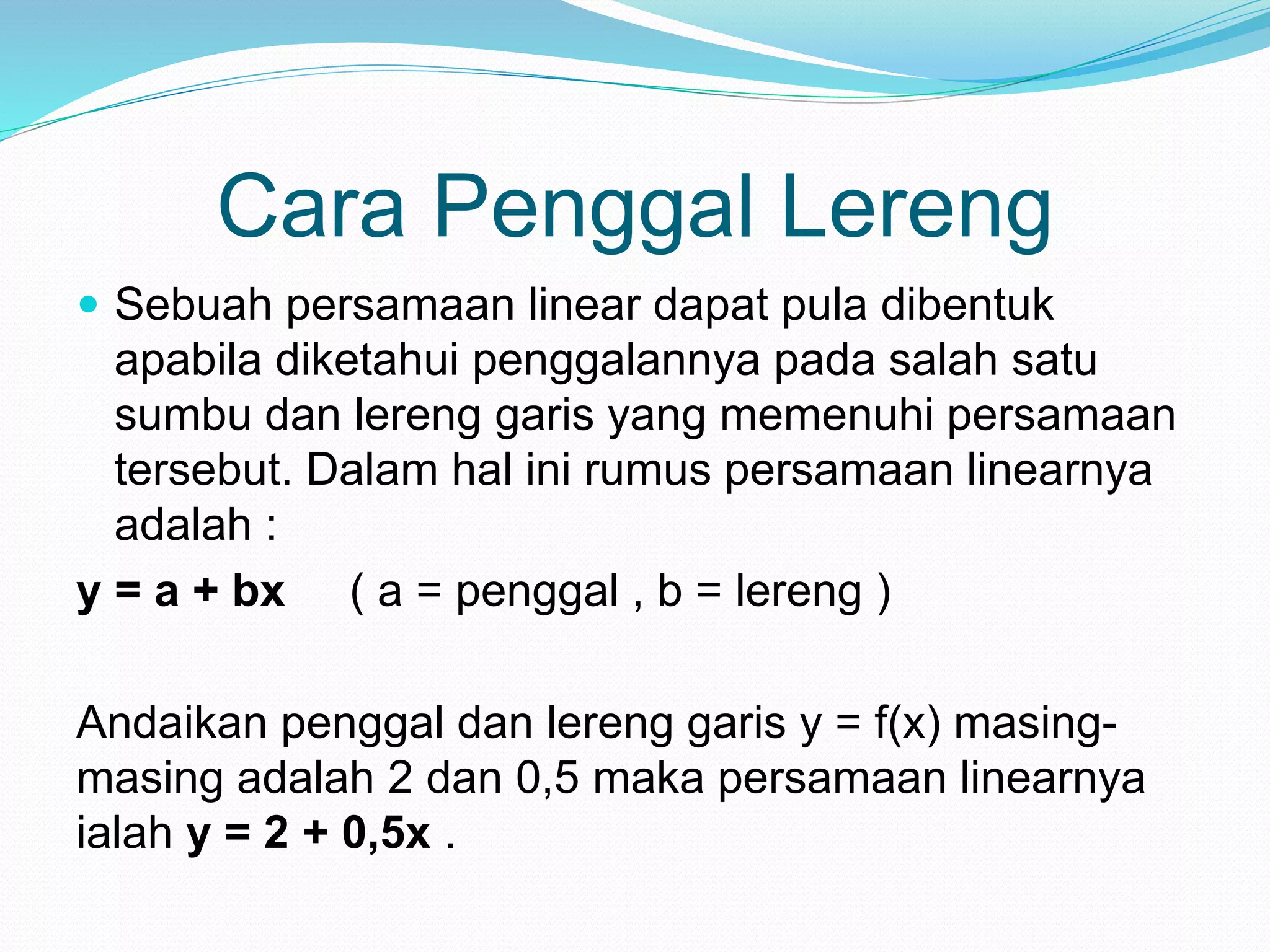 Memahami hubungan linear dan aplikasinya dalam ekonomi | PPTX