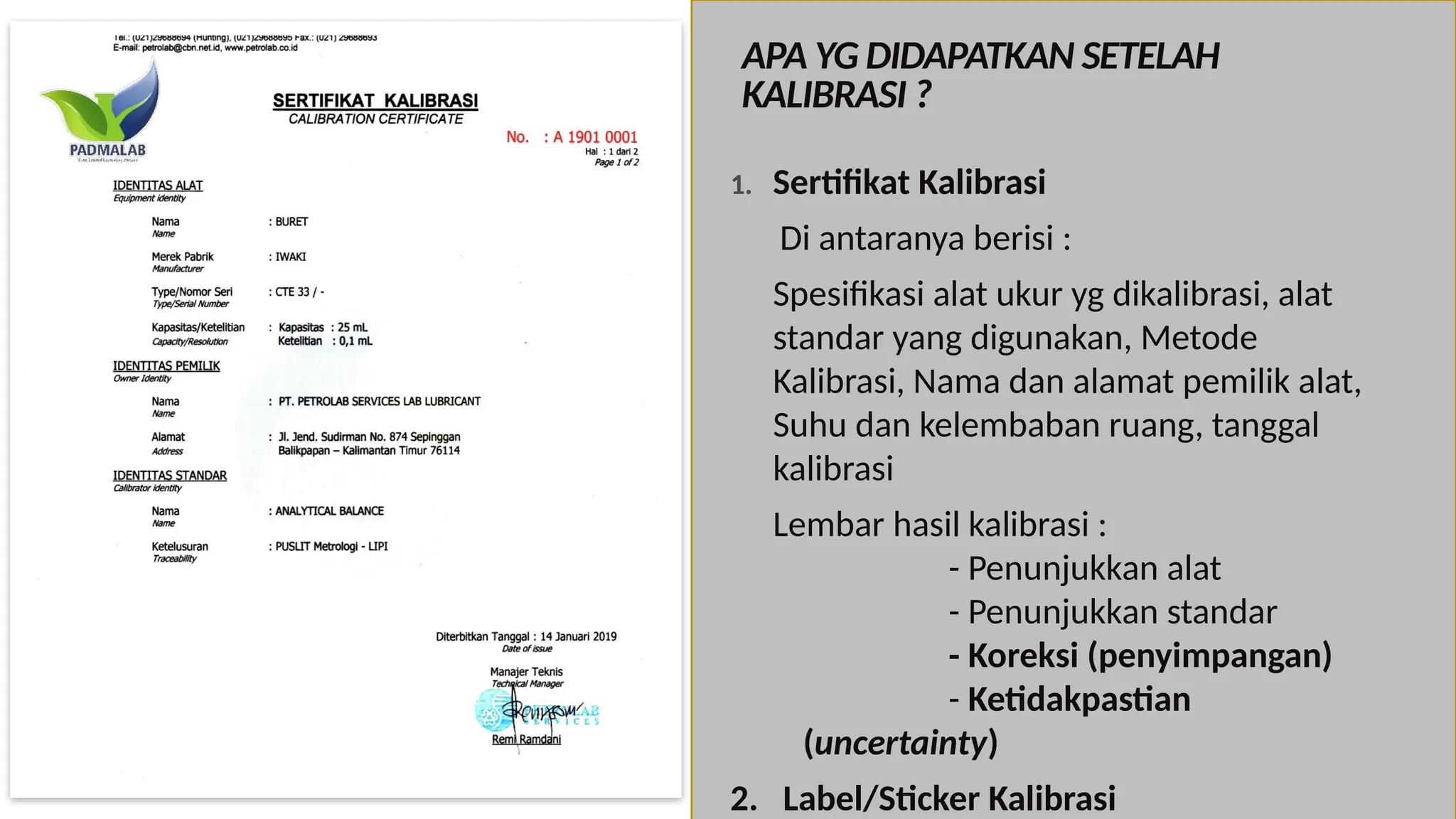 Memahami sertifikat kalibrasi dimensi, massa dan ketidakpastian.pptx