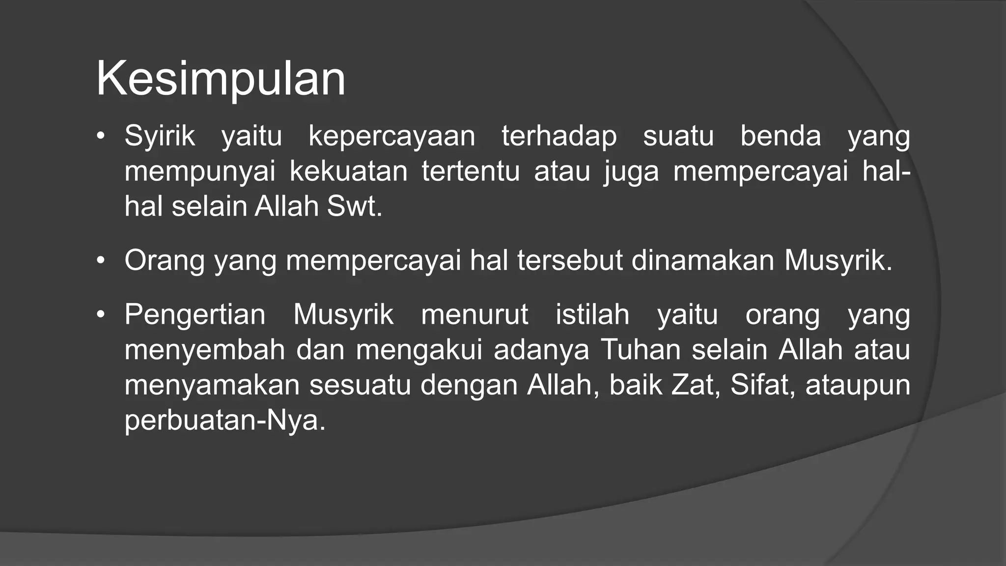 Memahami syirik dalam islam | PPTX
