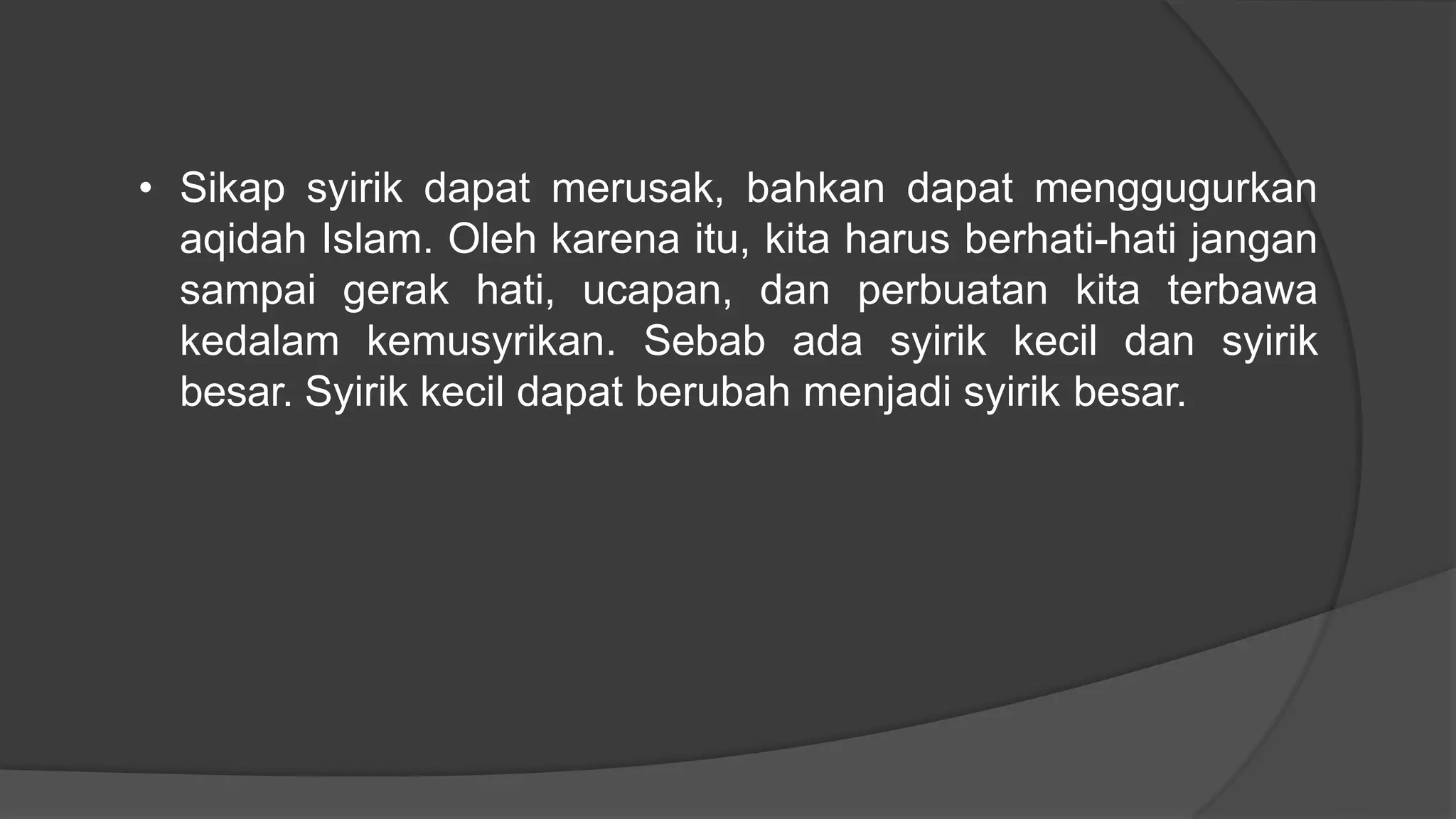 Memahami syirik dalam islam | PPTX