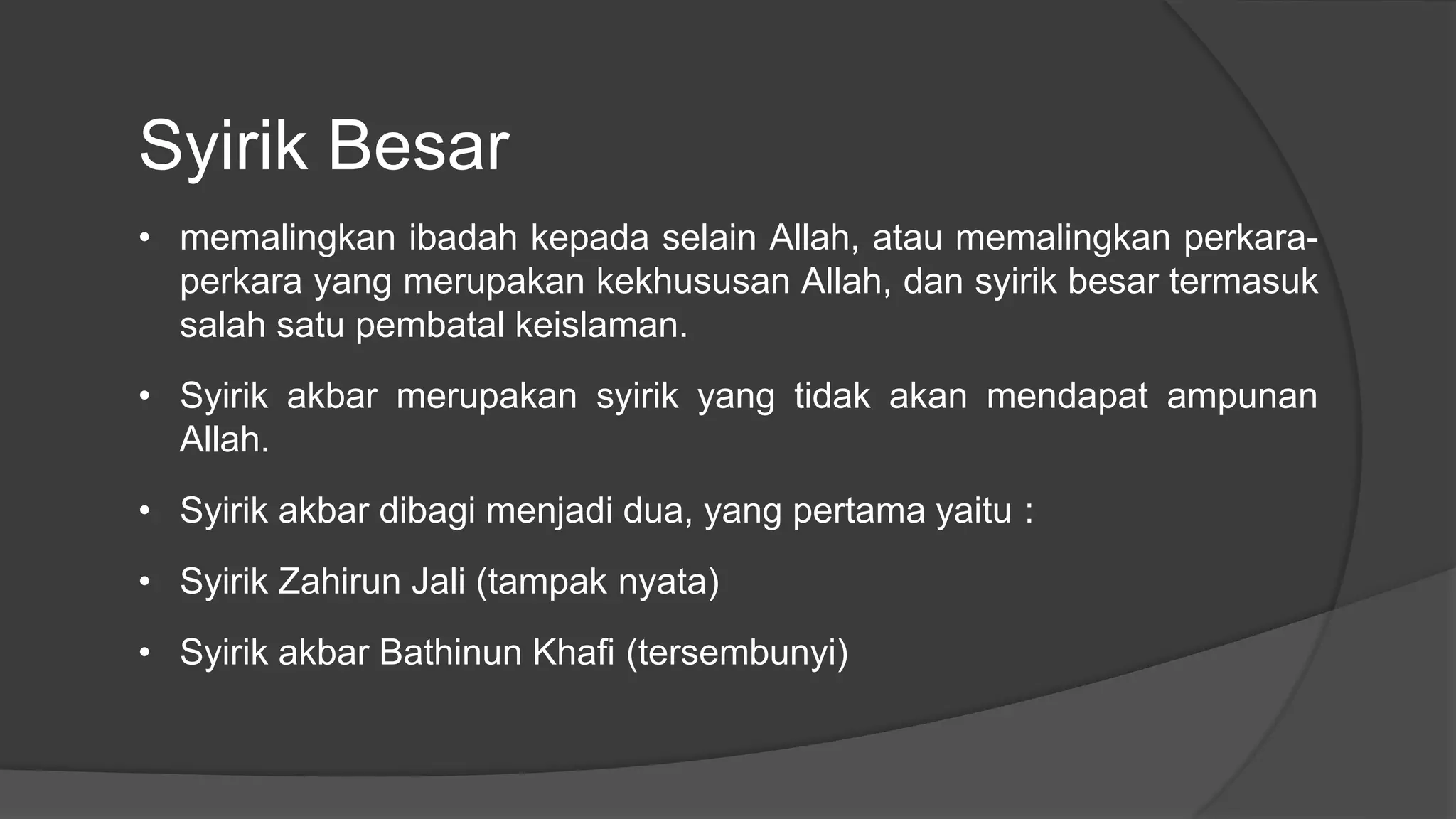 Memahami syirik dalam islam | PPTX