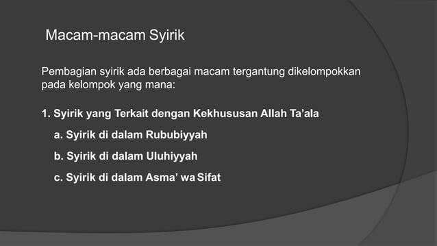 Memahami syirik dalam islam | PPTX