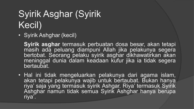 Memahami syirik dalam islam | PPTX
