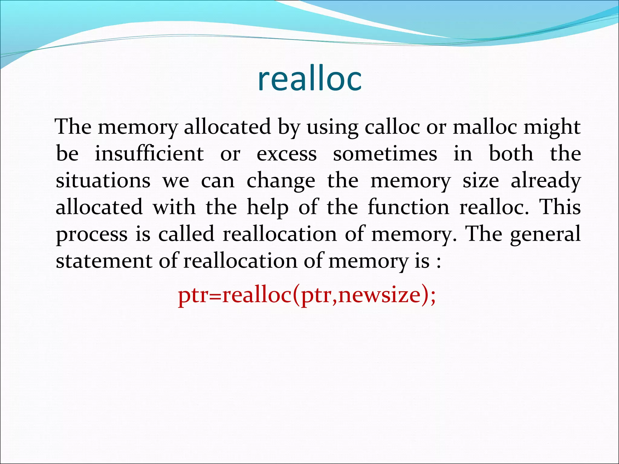 Memory allocation in c | PPT | Programming Languages | Computing