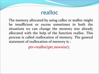 Memory allocation in c | PPT | Programming Languages | Computing