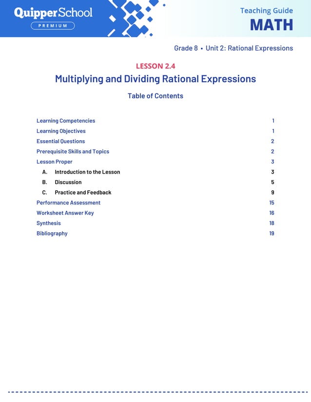 ME Math 8 Q1 0204 TG.pdf Teaching Guide | PDF