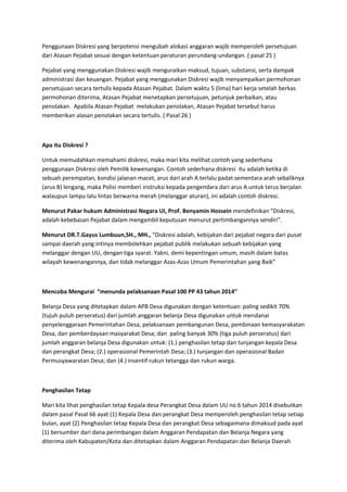 Membaca Diskresi untuk Ingkar pasal 100 PP 43/2014 | PDF