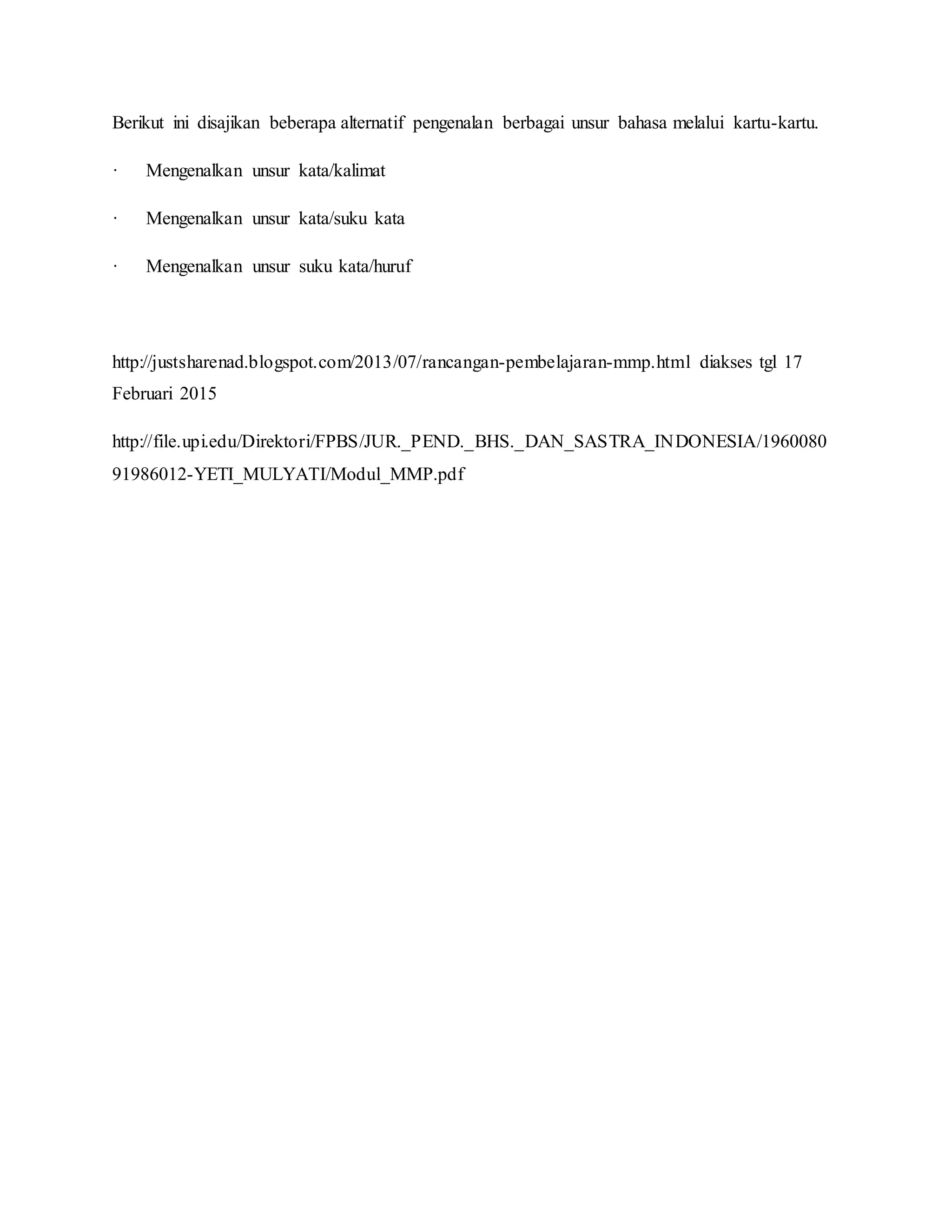 Membaca permulaan tanpa buku | DOCX