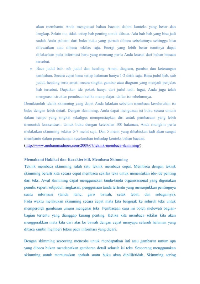 Membaca scanning dan membaca skimming | DOCX