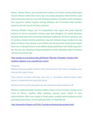 Membaca scanning dan membaca skimming | DOCX