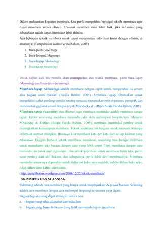 Membaca scanning dan membaca skimming | DOCX