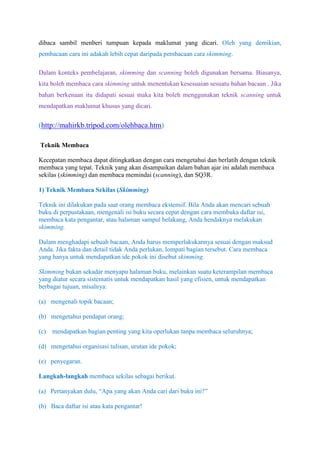 Membaca scanning dan membaca skimming | DOCX