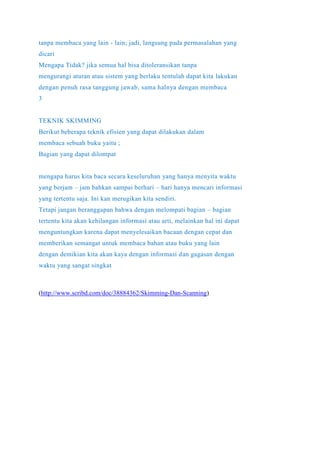 Membaca scanning dan membaca skimming | DOCX