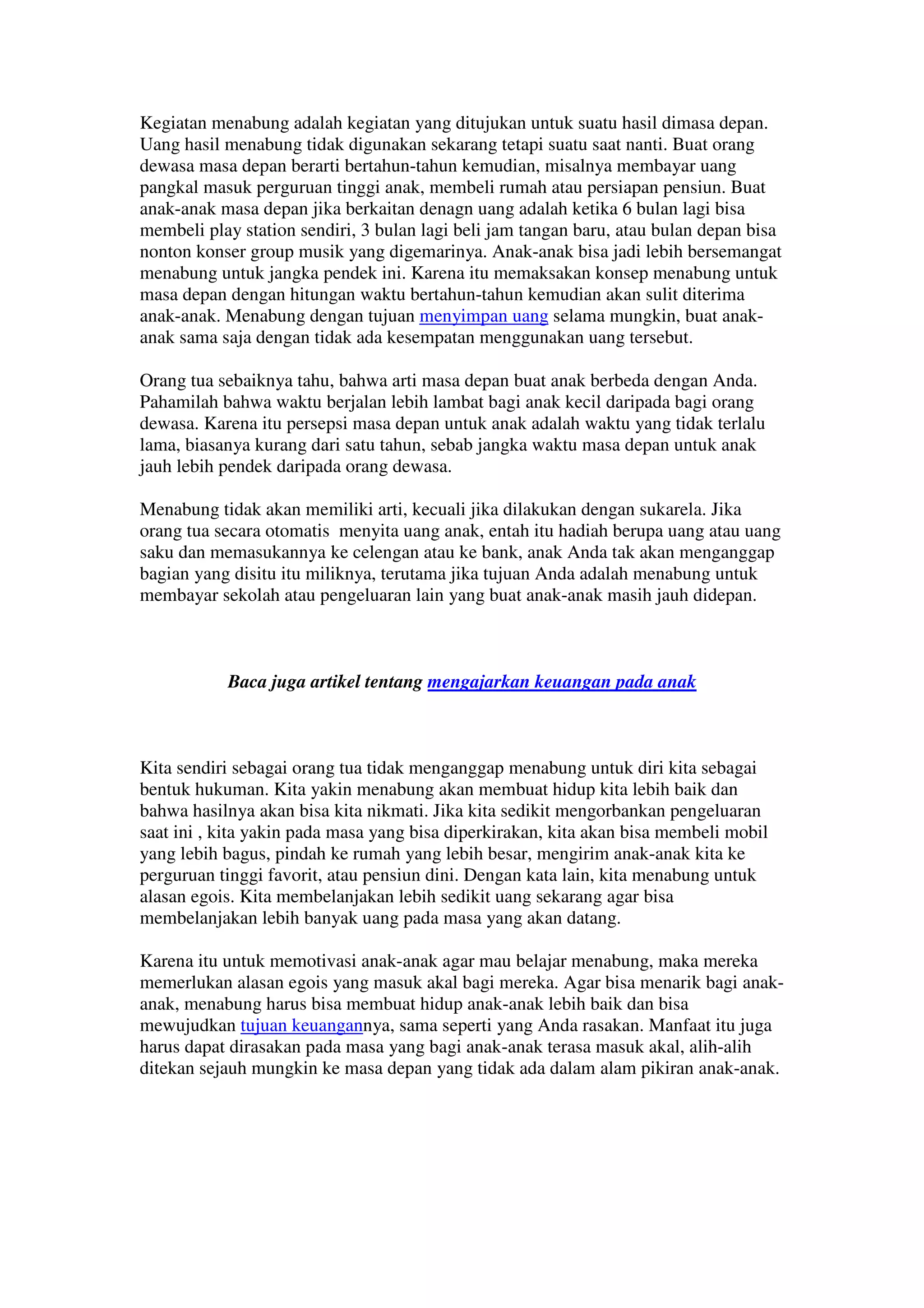 Membangkitkan kecerdasan finansial anak | PDF