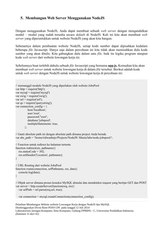 Membangun Website Lowongan Kerja Sederhana dengan NodeJS | PDF