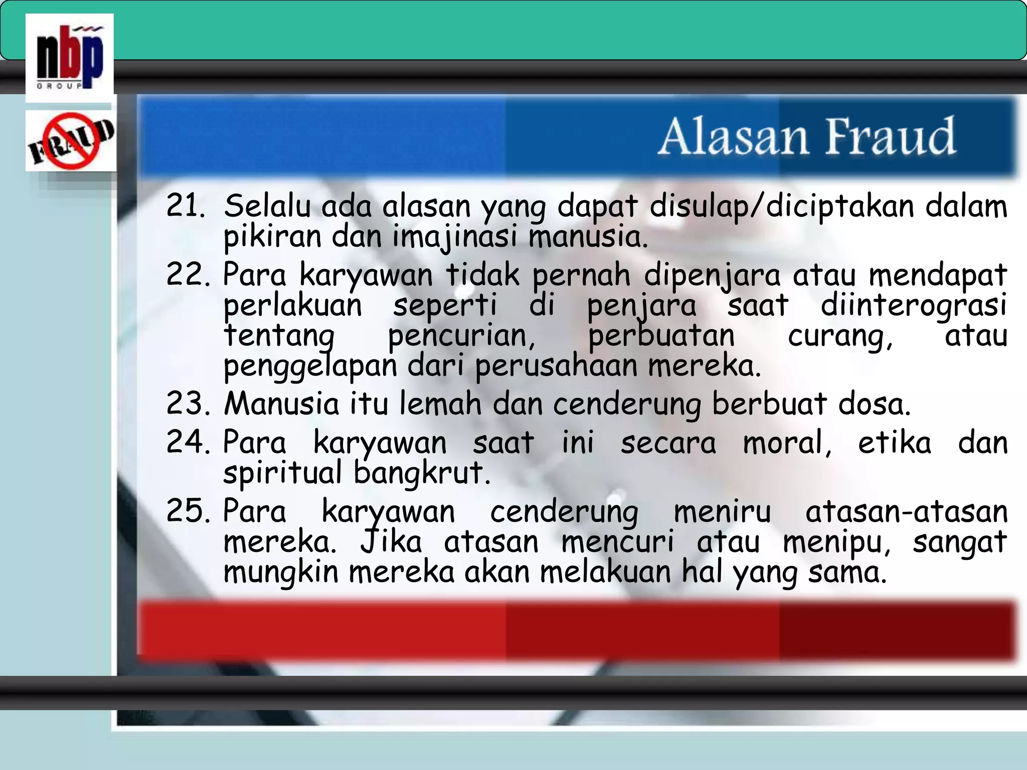 Membangun budaya anti fraud (in house training) | PPT