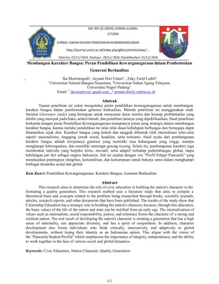 Membangun Karakter Bangsa Peran Pendidikan Kewarganegaraan dalam Pembentukan Generasi ...
