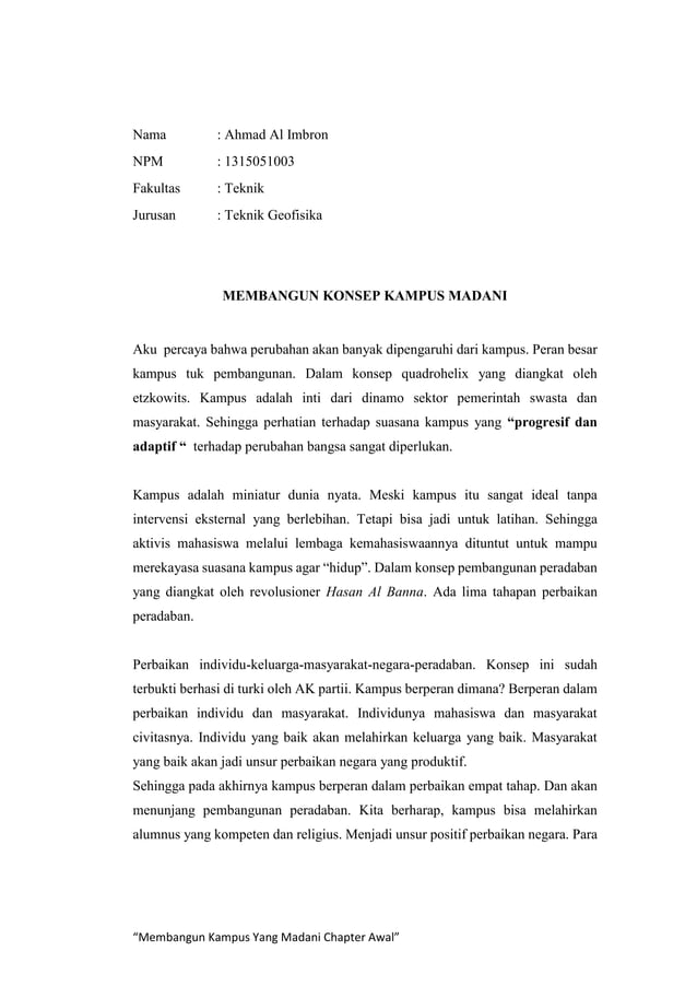 Membangun konsep kampus madani | PDF