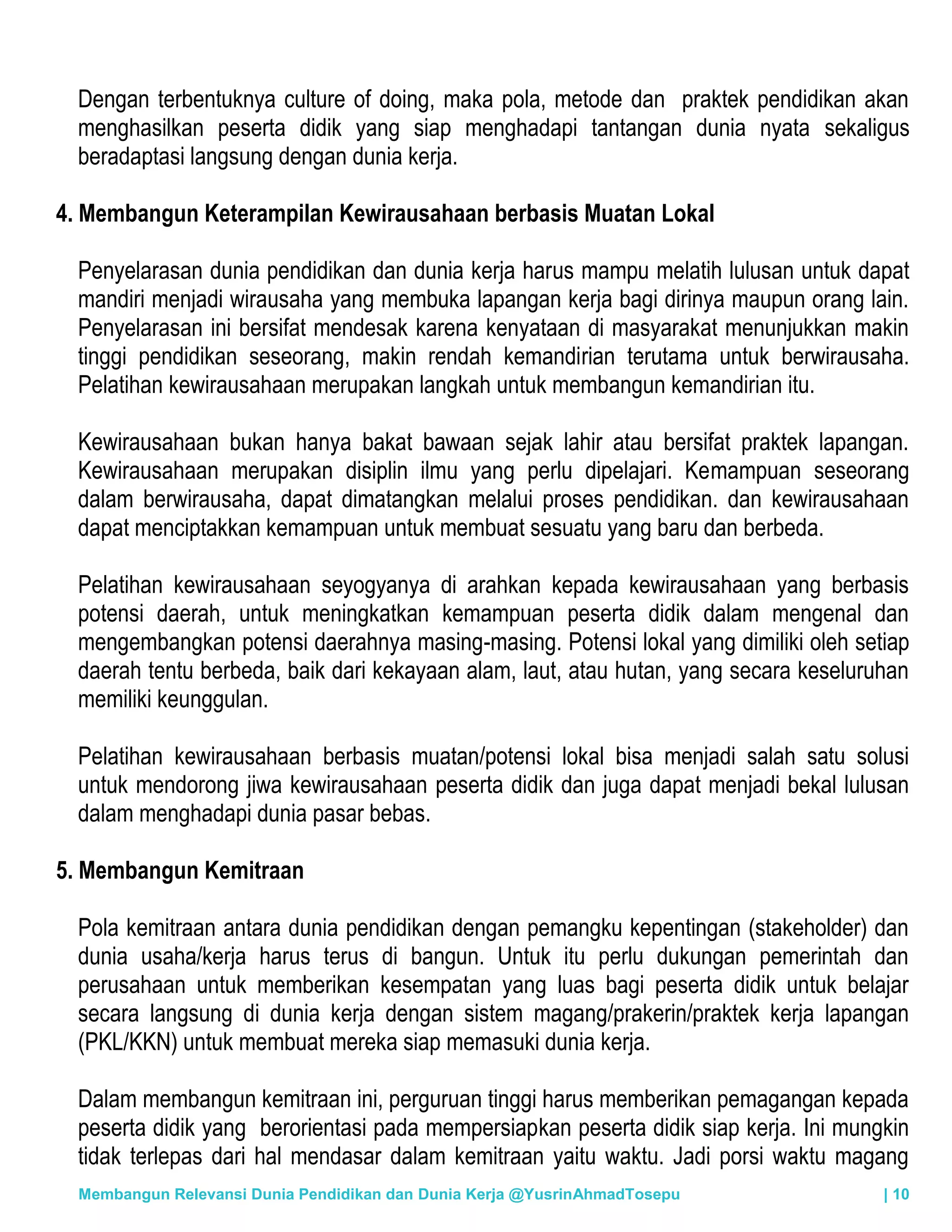 Membangun relevansi dunia pendidikan dan dunia kerja | PDF
