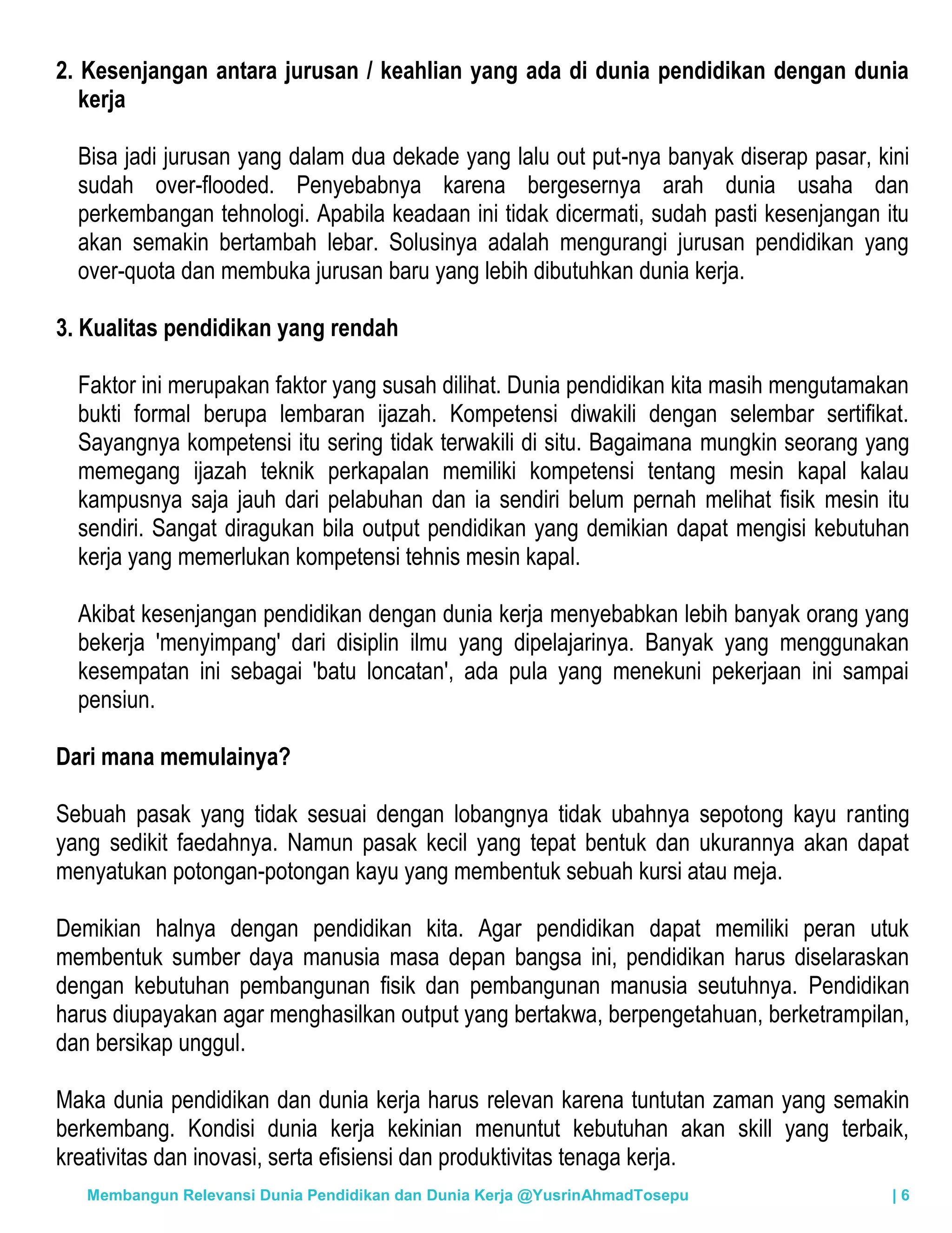 Membangun relevansi dunia pendidikan dan dunia kerja | PDF