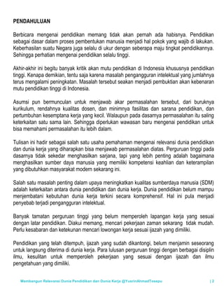 Membangun relevansi dunia pendidikan dan dunia kerja | PDF