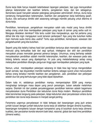 Membangun relevansi dunia pendidikan dan dunia kerja | PDF