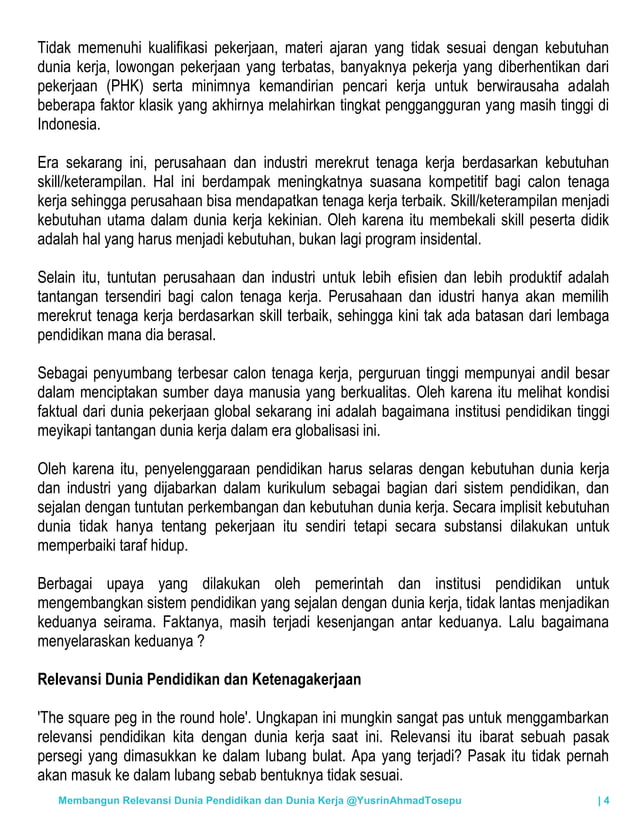 Membangun relevansi dunia pendidikan dan dunia kerja | PDF