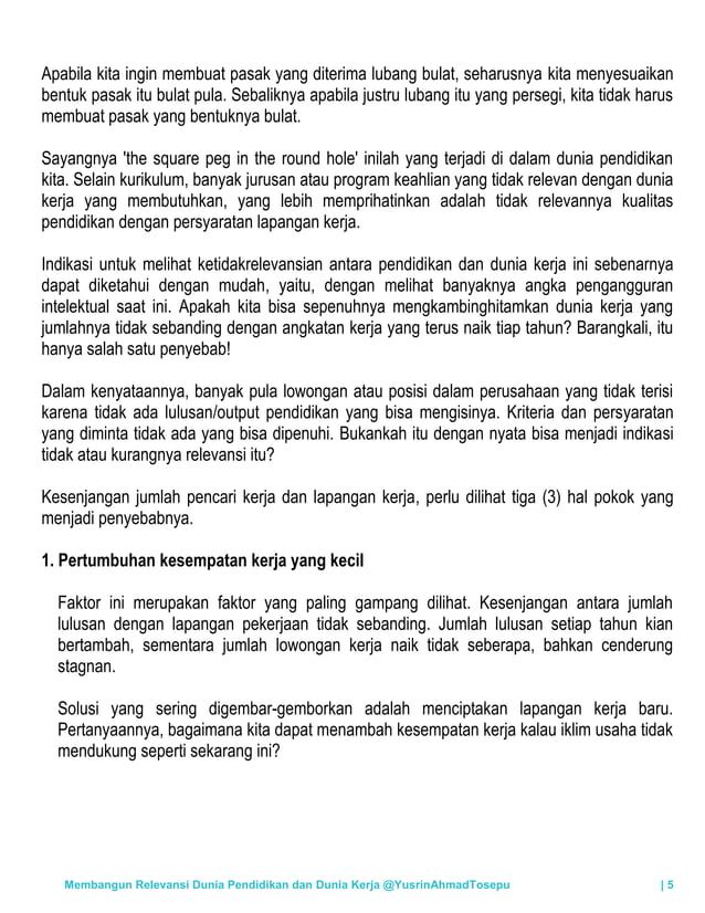 Membangun relevansi dunia pendidikan dan dunia kerja | PDF