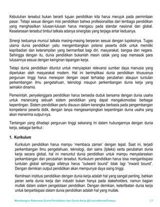 Membangun relevansi dunia pendidikan dan dunia kerja | PDF