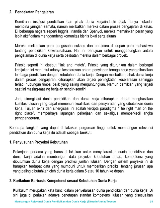 Membangun relevansi dunia pendidikan dan dunia kerja | PDF
