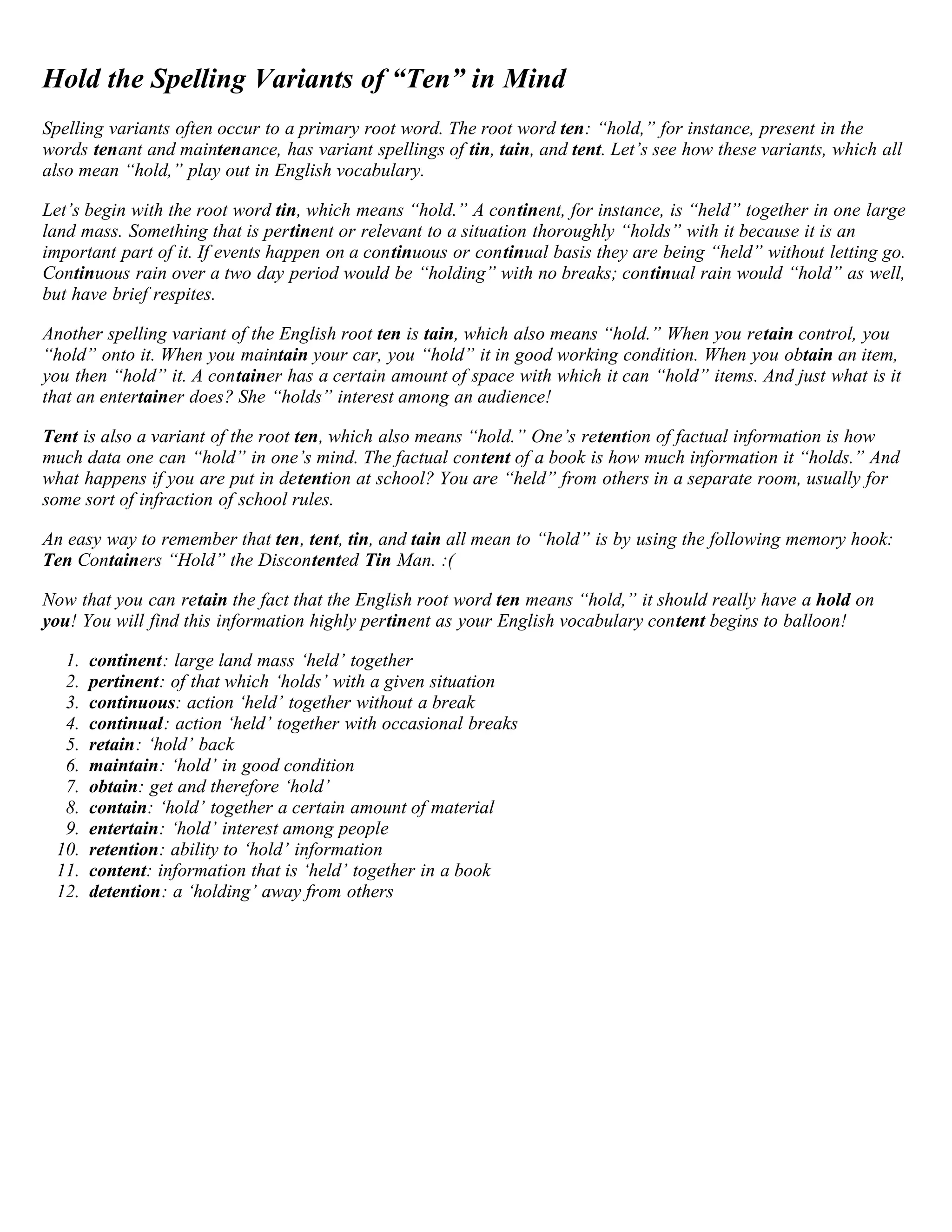 Membean word roots | PDF