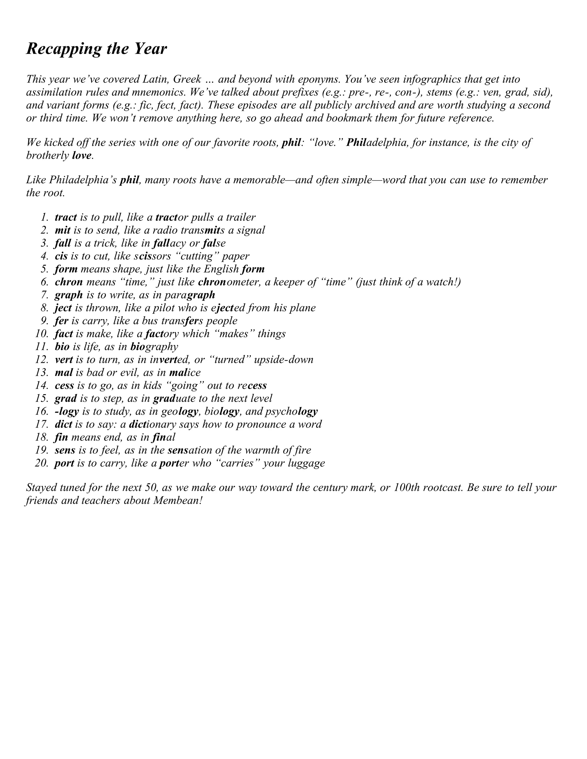 Membean word roots | PDF