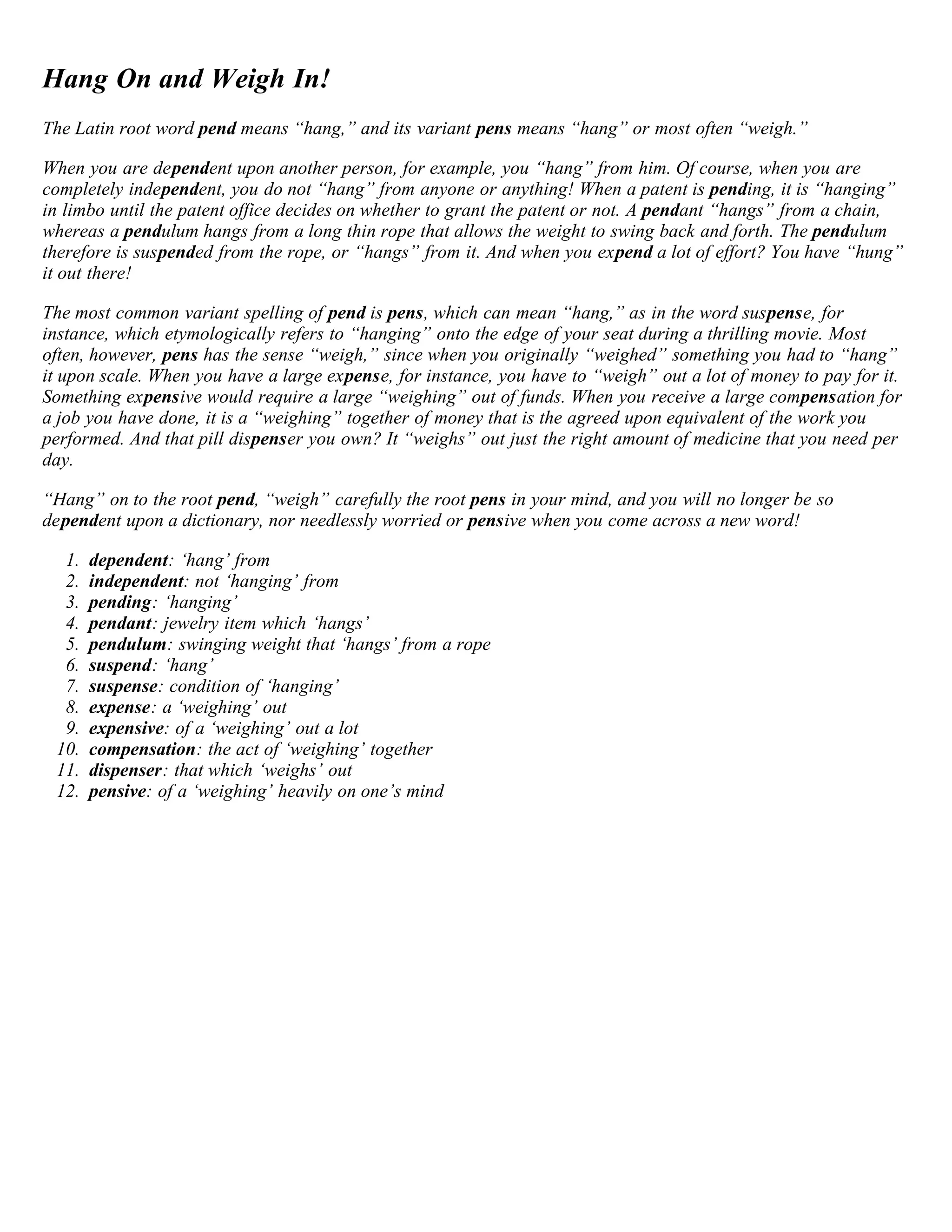 Membean word roots | PDF