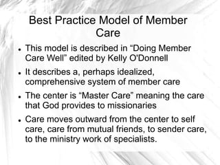 Missionary Member Care Models | PPT