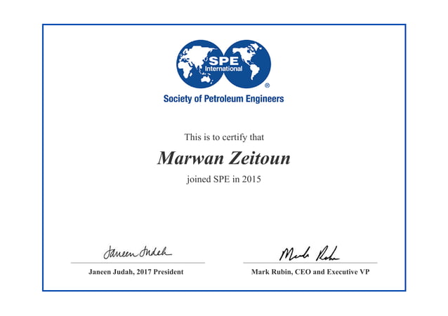 SPE membership certificate | PPT
