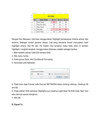 Memberikan highlight dengan data tertentu di excel | PDF