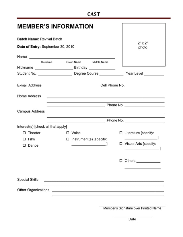 Member Info Form | PDF