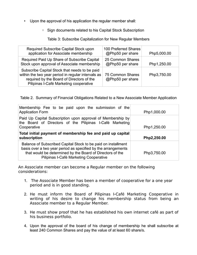 Pilipinas I-Cafe Marketing Cooperative Membership | PDF