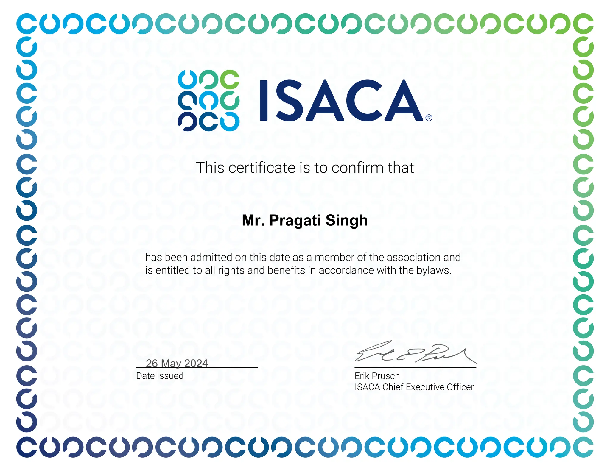 ISACA Membership-certificate-2034890 | ISACA | PDF