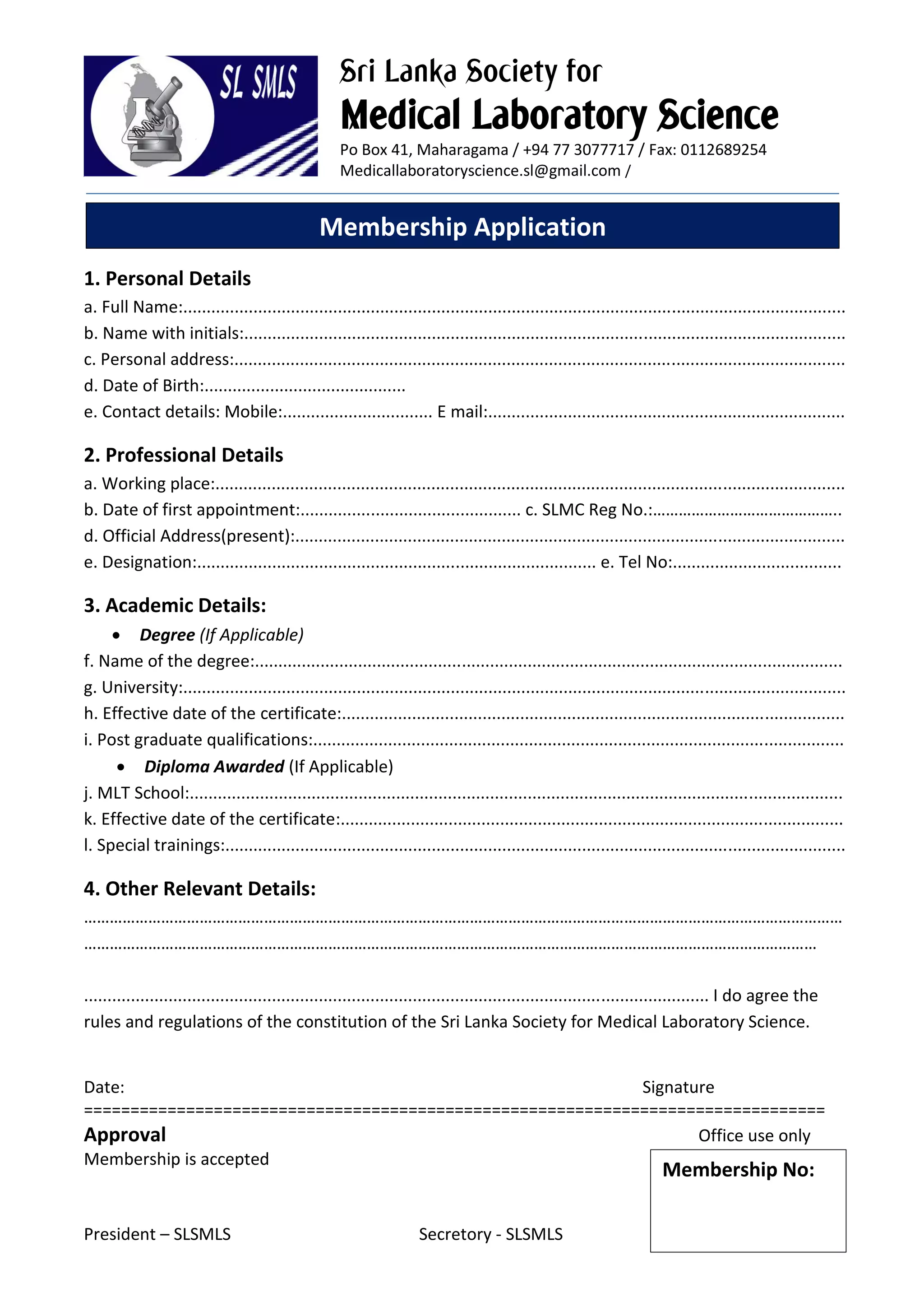 SLSMLS Membership application | PDF