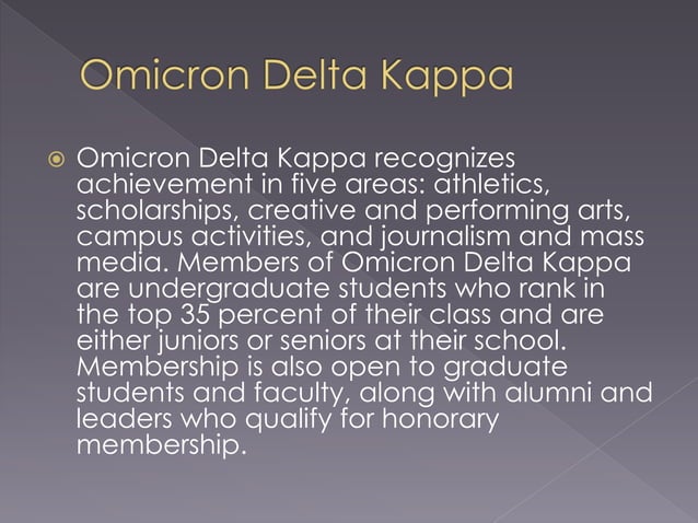 Membership With Omicron Delta Kappa | PPTX | College Education | Education