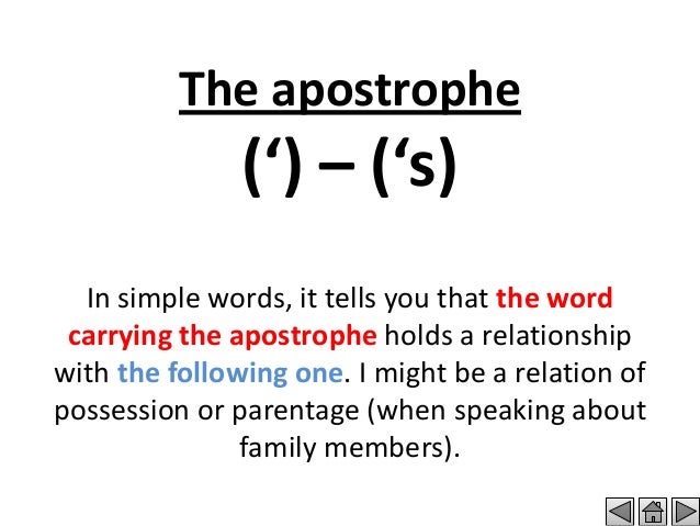 Members of the Family & Possessive Relationships