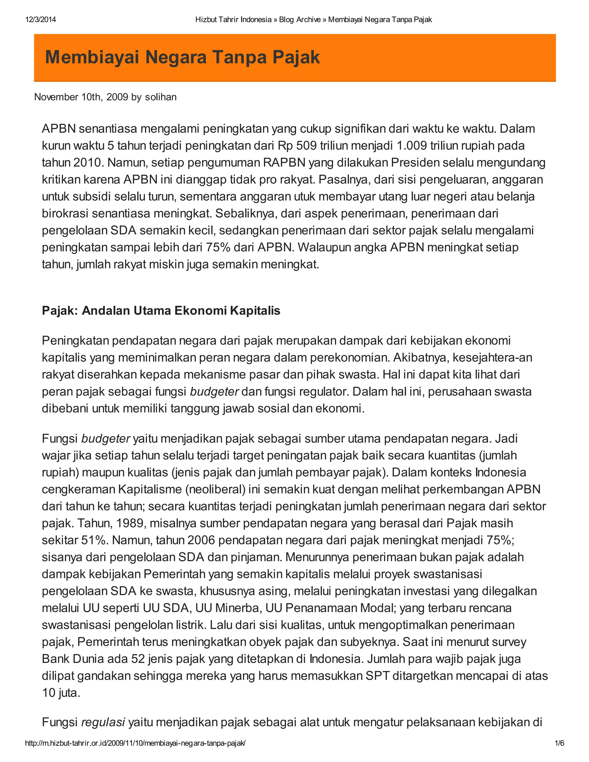 Membiayai negara tanpa pajak | PDF