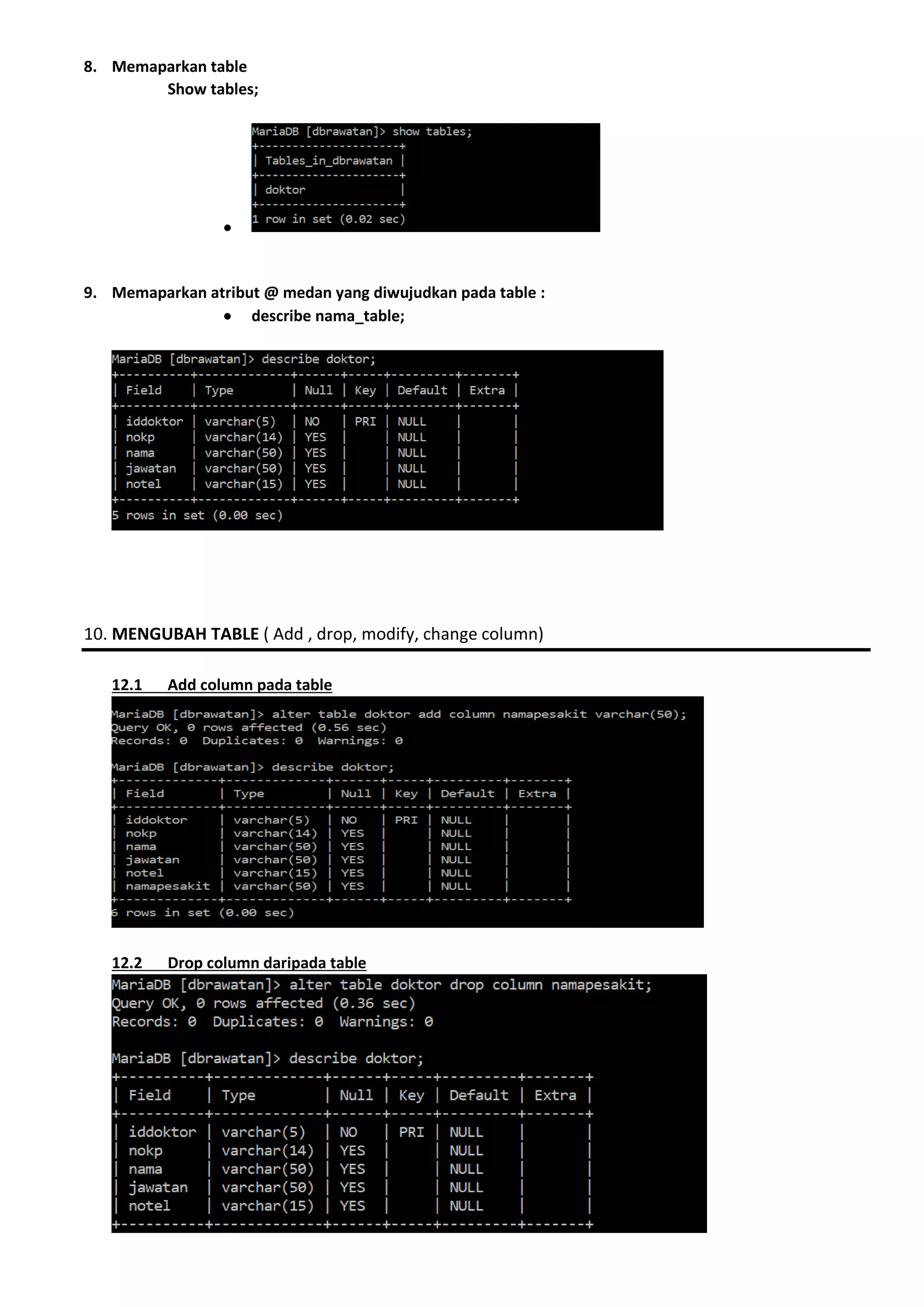 Membina pangkalan data menggunakan antaramuka command line | PDF
