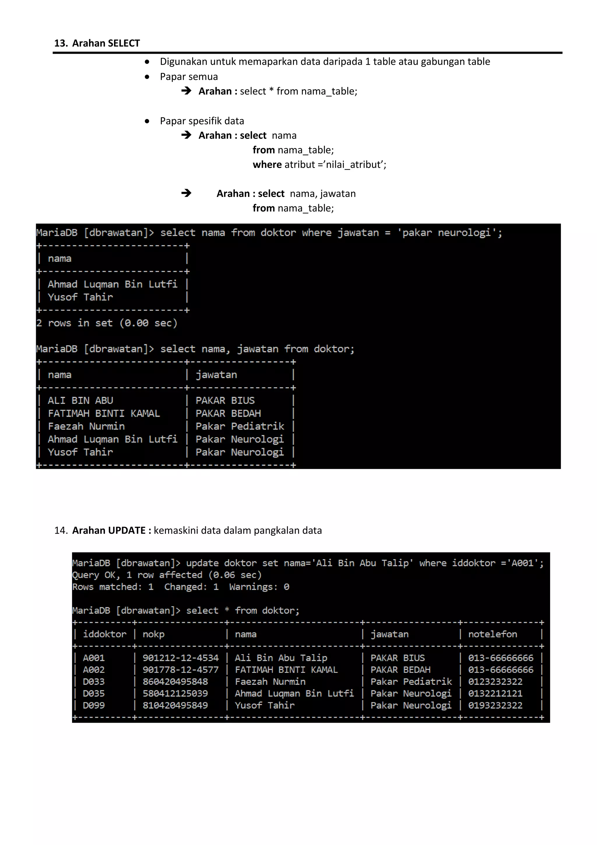 Membina pangkalan data menggunakan antaramuka command line | PDF
