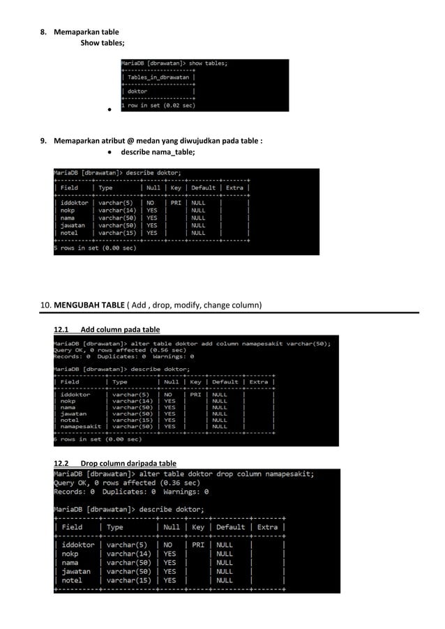 Membina pangkalan data menggunakan antaramuka command line | PDF