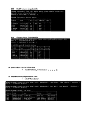 Membina pangkalan data menggunakan antaramuka command line | PDF