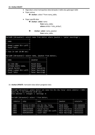 Membina pangkalan data menggunakan antaramuka command line | PDF